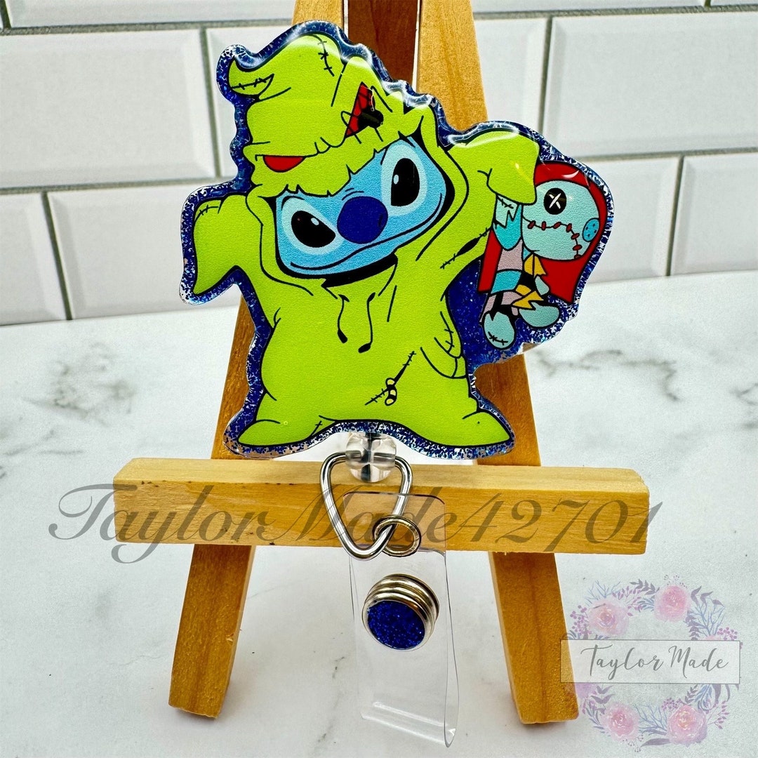 Oogie Boogie Blue Alien Acrylic Badge Reel: Halloween Nurse ID Holder ...