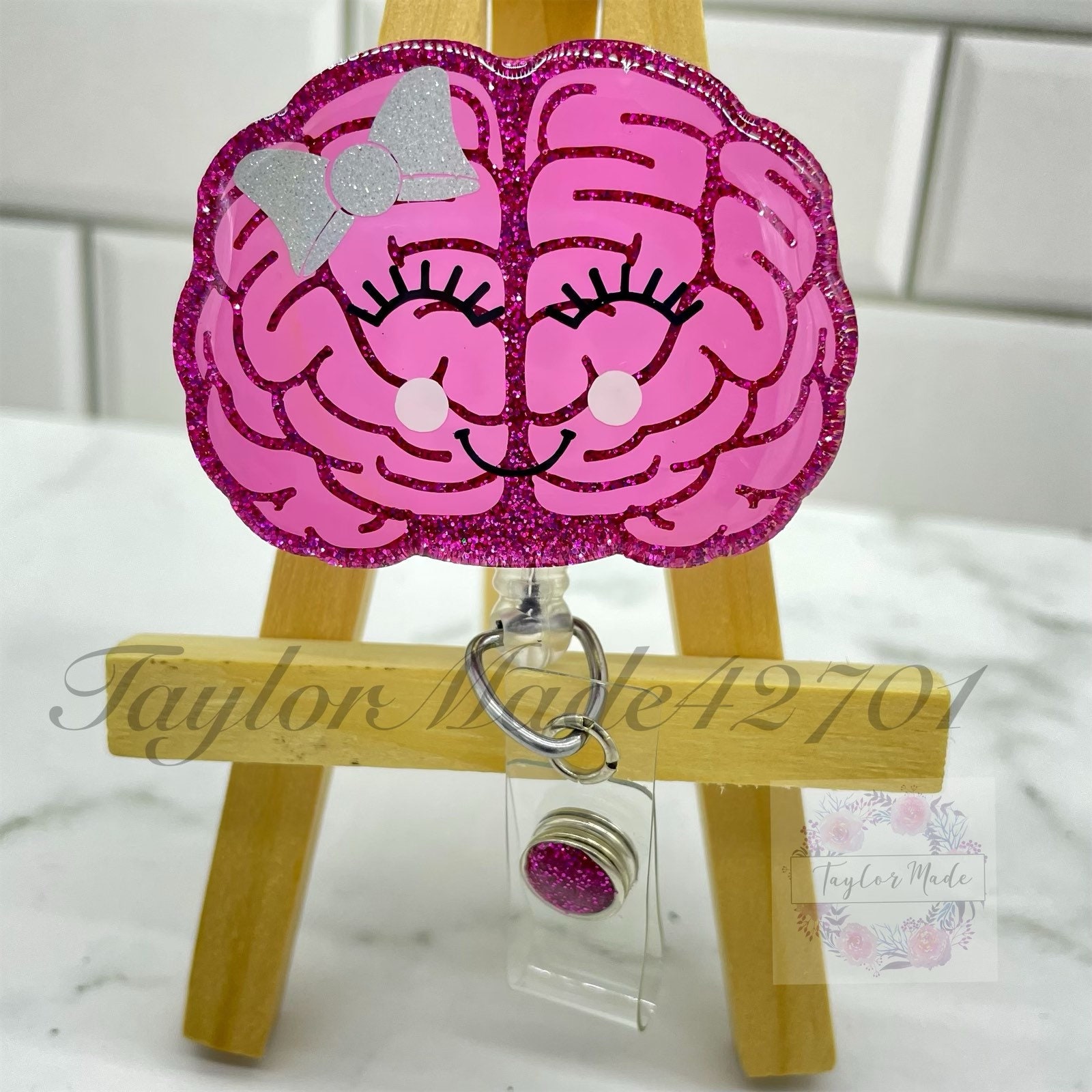 Brain Badge Holder Brain With Glasses ID Holder Neuro Badge | Etsy