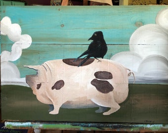 Folk art pig | Etsy