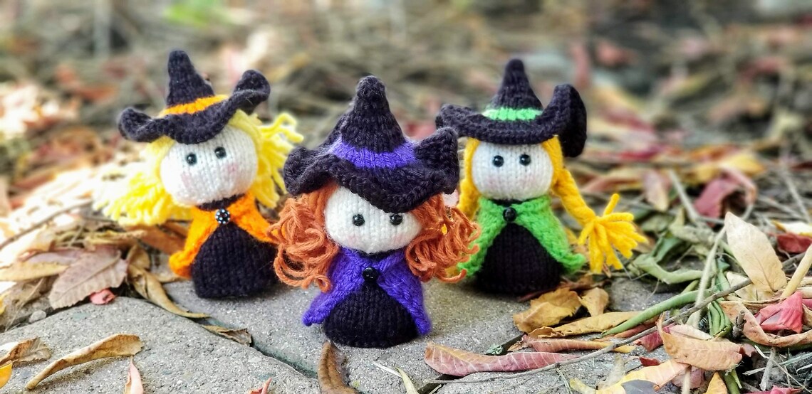 KNITTING PATTERN for Little Knit Witch Doll, Halloween Patterns ...