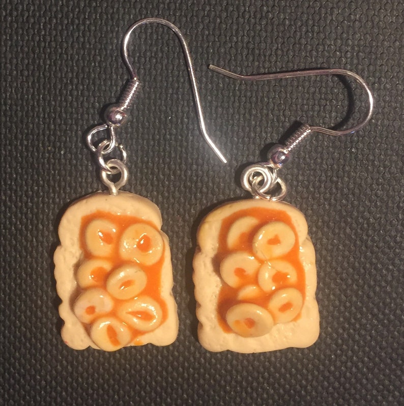 Spaghetti Hoops on Toast Mini Food Earrings Polymer Clay - Etsy