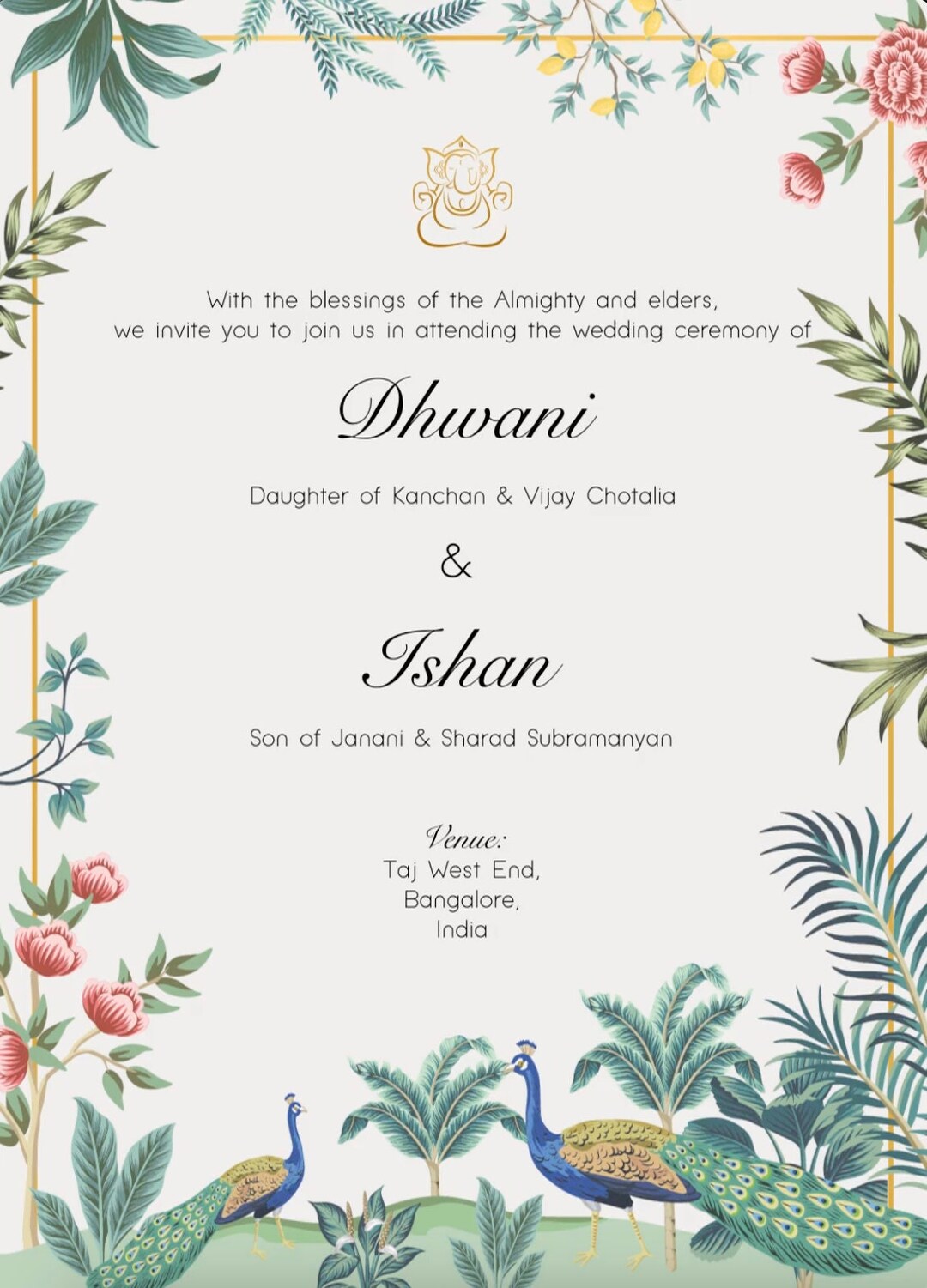 Vintage Peacock Themed Indian Wedding Video/pdf Invitation E-vite for ...