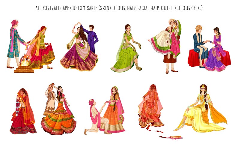 Indian Wedding Characters for Wedding Invites, Stationary - Etsy