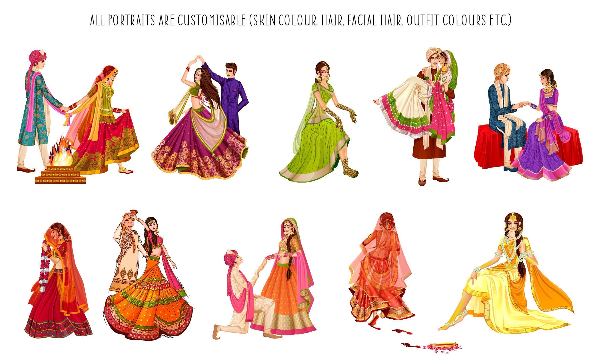 Indian Wedding Characters for Wedding Invites, Stationary - Etsy