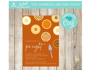 Editable Pie Night Invitation - Etsy