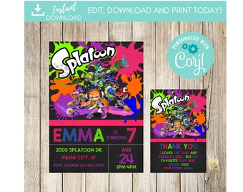 Splatoon Birthday Invitation, Printable Birthday Party Invitations ...