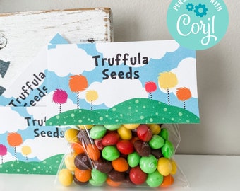Dr. Seuss Treat Bag Card, Dr. Seuss Printable, Truffula Seeds, Dr ...