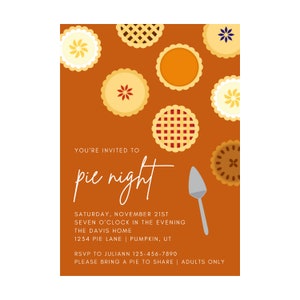 Pie Night Invitation - Etsy