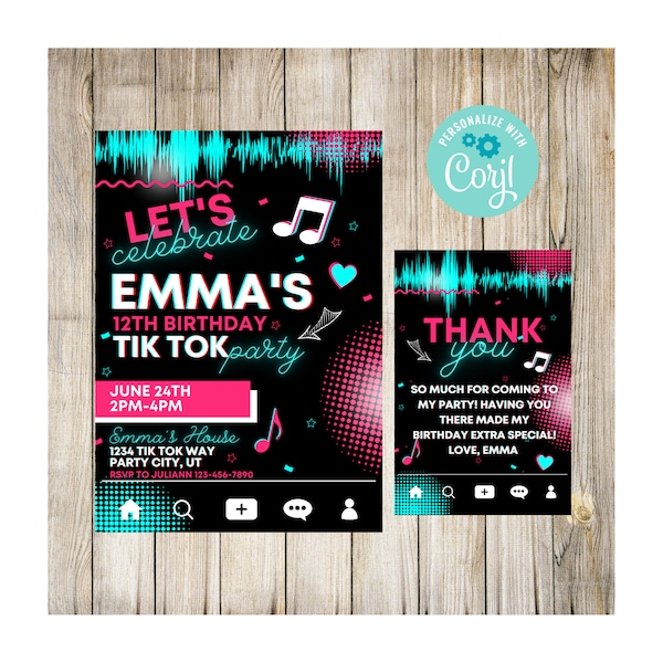 Tik Tok Party Invitation - Etsy