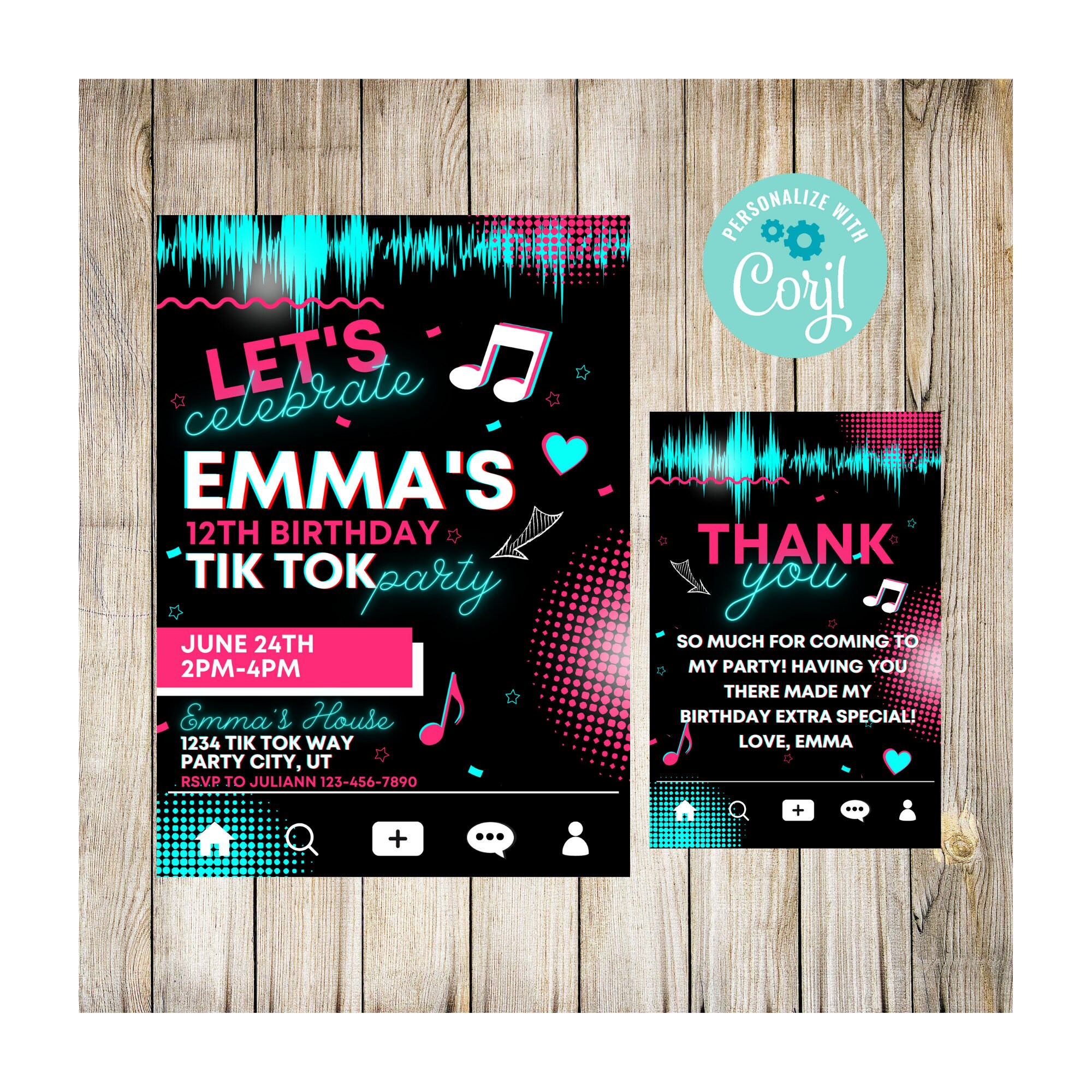 Tik Tok Music Party Invitation - Etsy