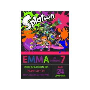 Splatoon Birthday Invitation Pink - Etsy