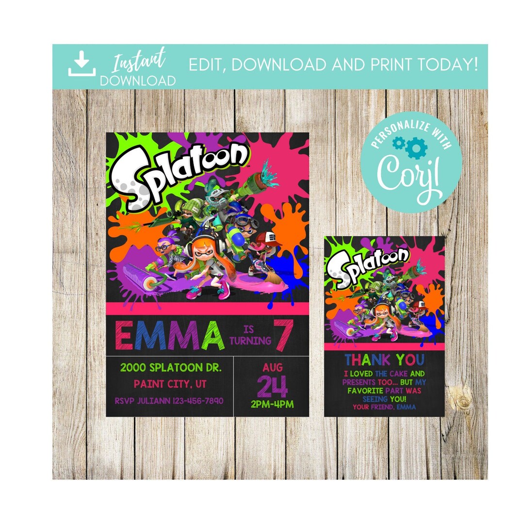Splatoon Birthday Invitation Pink - Etsy