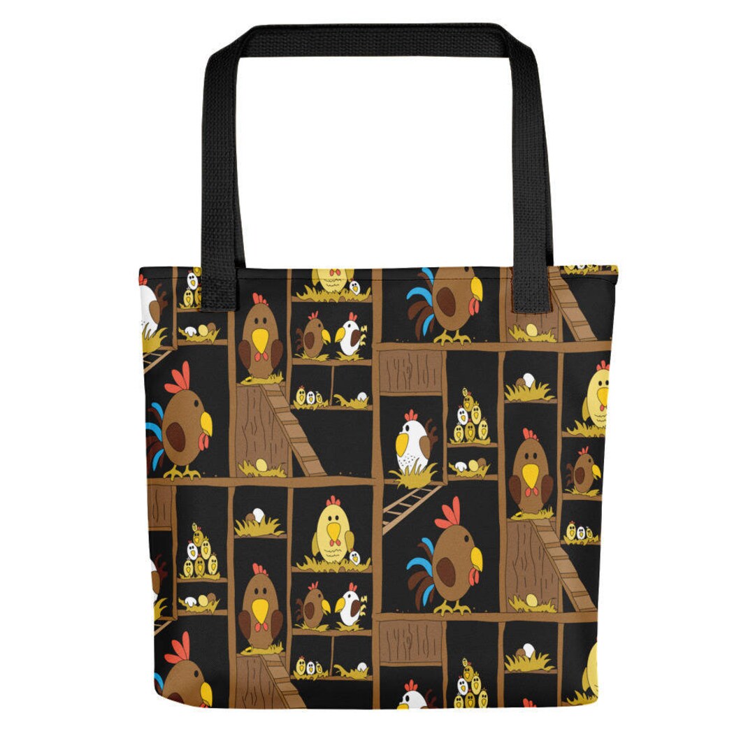 Chicken Coop Tote Bag - Choose Handle Color! Chickens, Hanging Out ...
