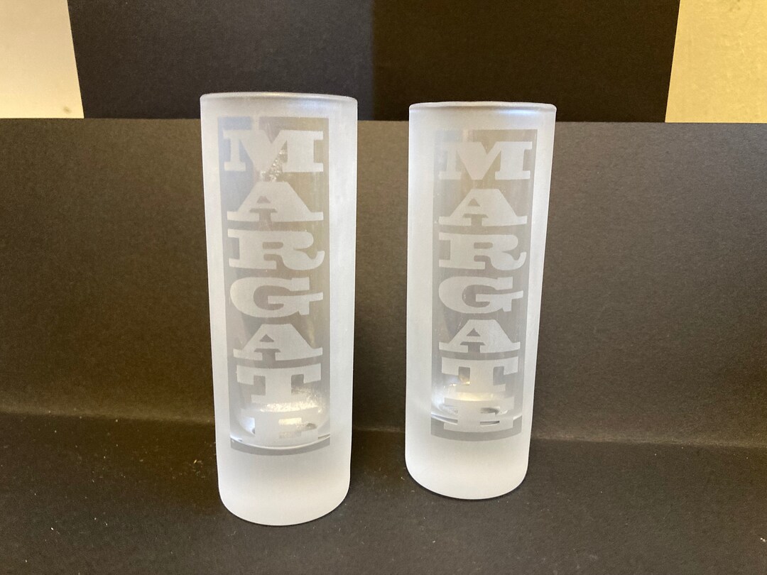 MARGATE, Etched, Hand Sandblasted Shot Glasses, Boxed Pair, 2, Ideal ...