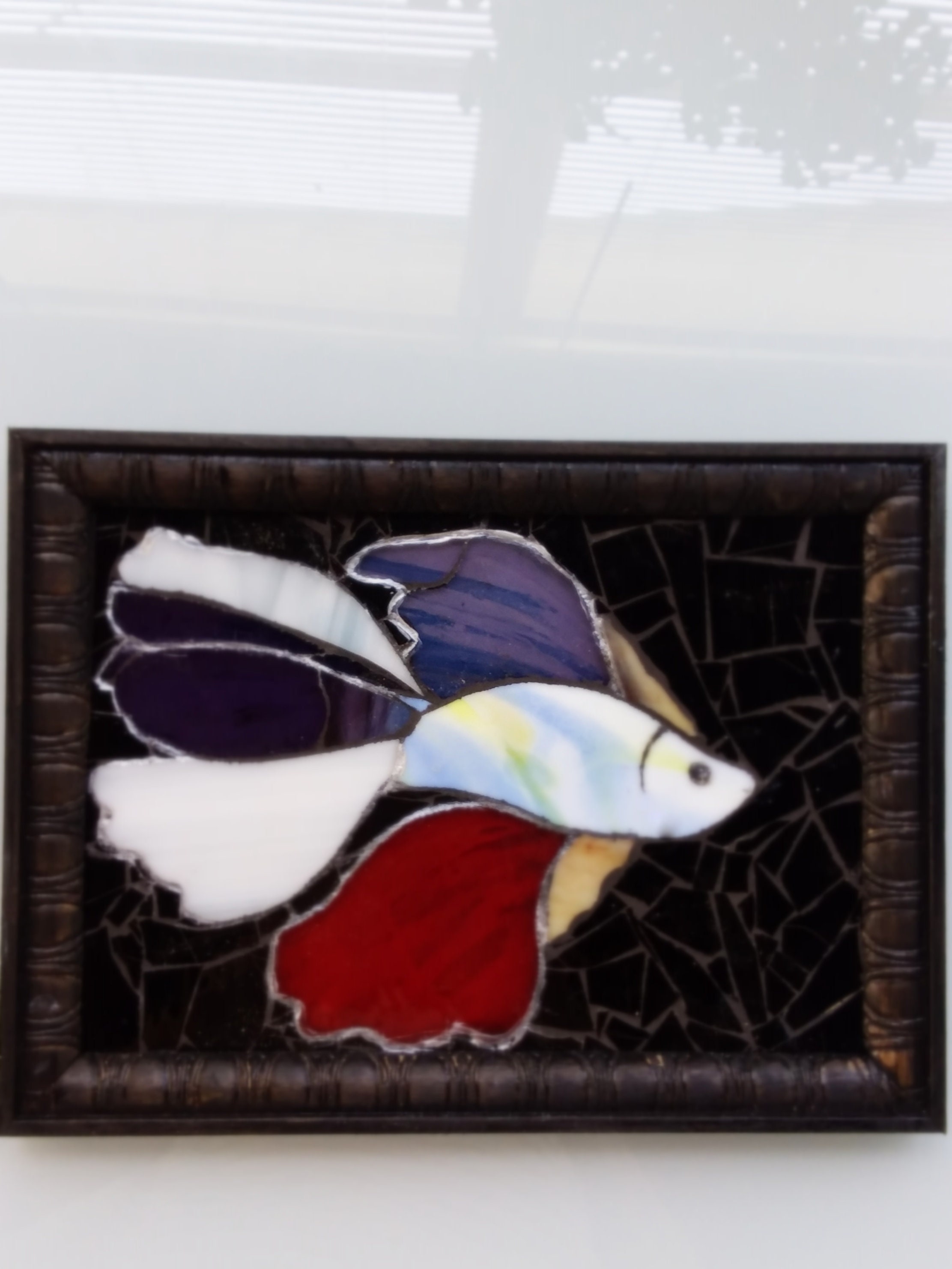 Siamese Fish Mosaic Betta Fish Stained Glass Decorative - Etsy
