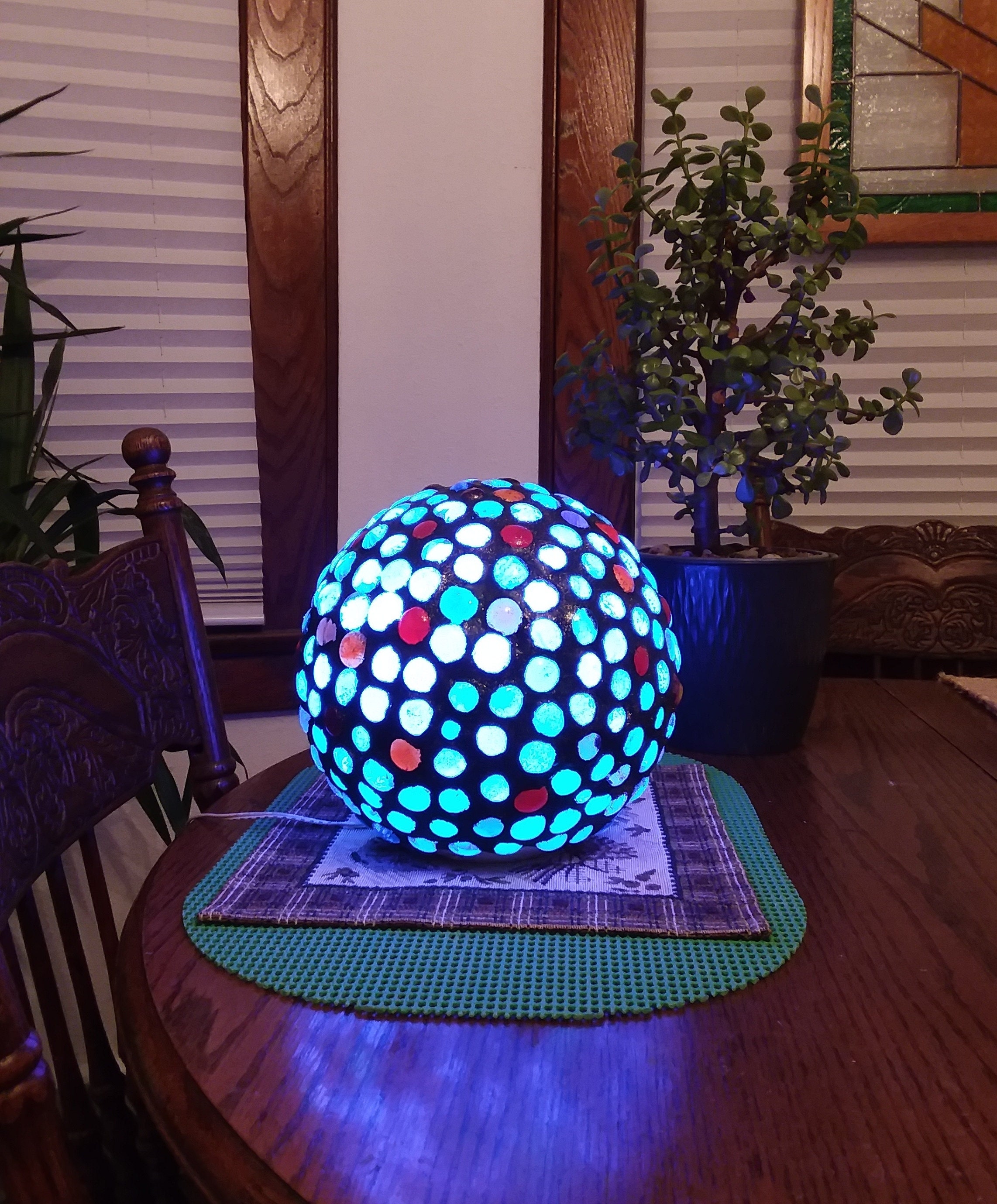 Buy Table Lamp Multicolored LED Globe Mosaic,designer Night Light ...