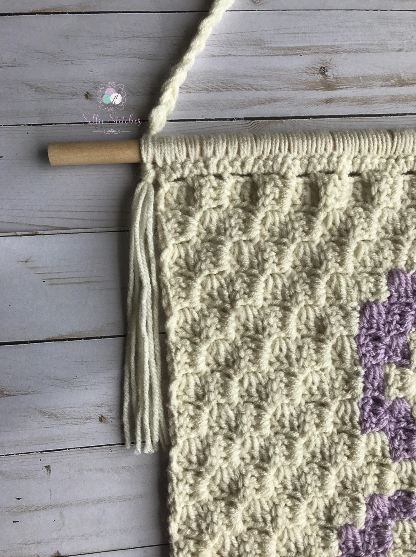 Monogram Tapestry, Crochet Wall Decor, Monogram and Flowers Tapestry ...