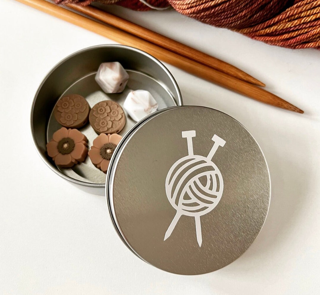 Notion Tin LARGE KNITTING TIN Stitch Marker Holder Knitting Notions ...