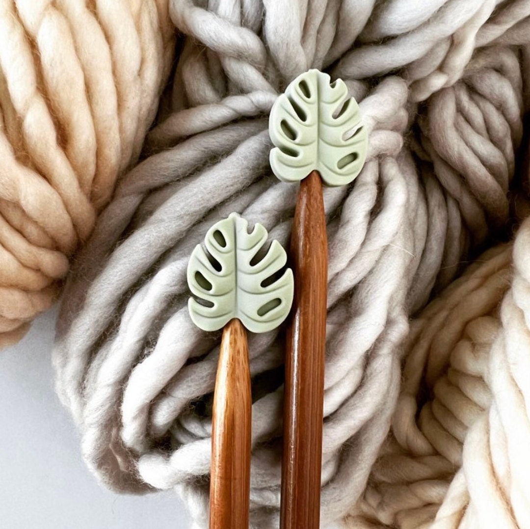 Knitting Needle Stoppers | MONSTERA LEAF Needle Stopper | Knitting ...