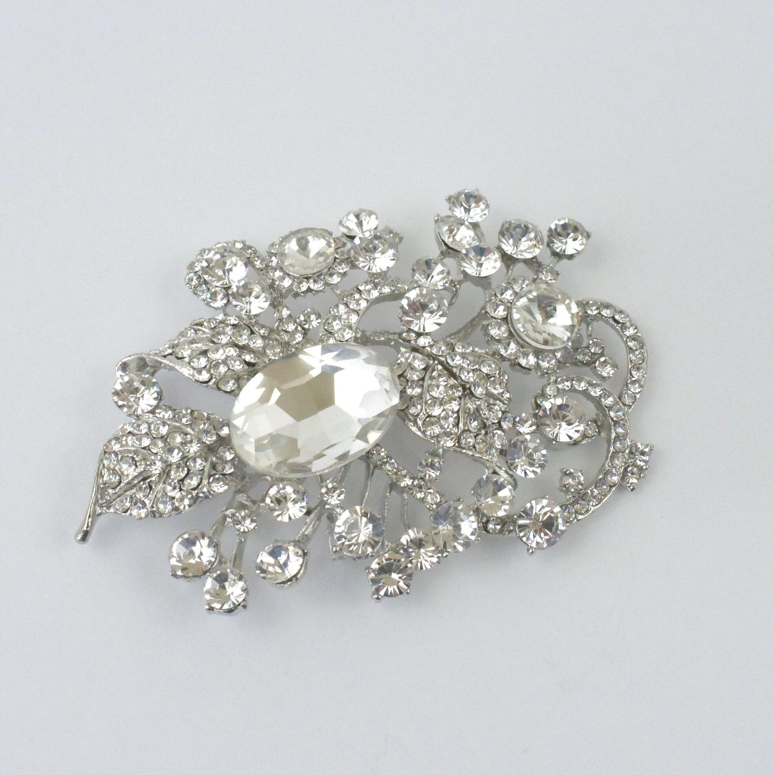 Extra Large Clear / Crystal Rhinestone Brooches, Bridal Brooch, Wedding ...