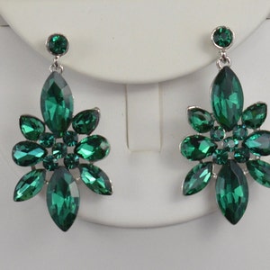 Emerald Green Rhinestone Necklace, Green Statement Necklace, Emerald ...