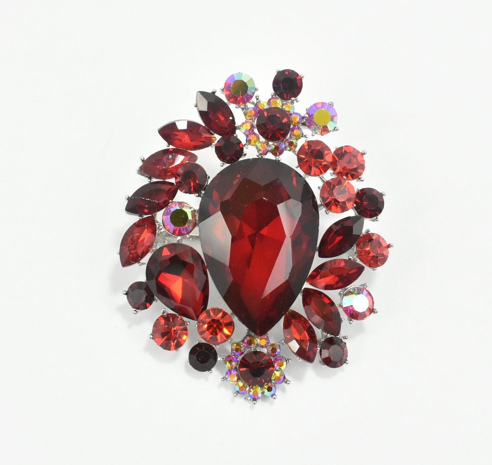 Red Color Rhinestone Crystal Brooch Wedding Brooch Bridal Brooch ...