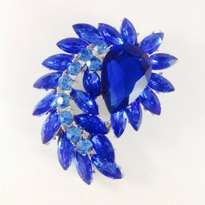 Blue Rhinestone Brooch Sapphire Blue Brooches Royal Blue - Etsy
