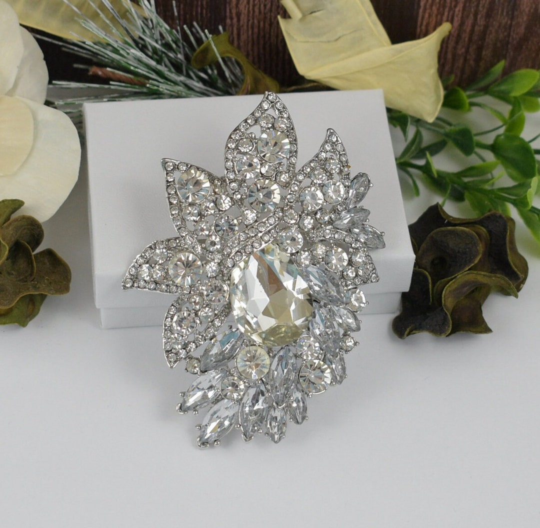 Extra Large Sparkly Crystal Rhinestone Brooch Pin - Crystal Wedding ...