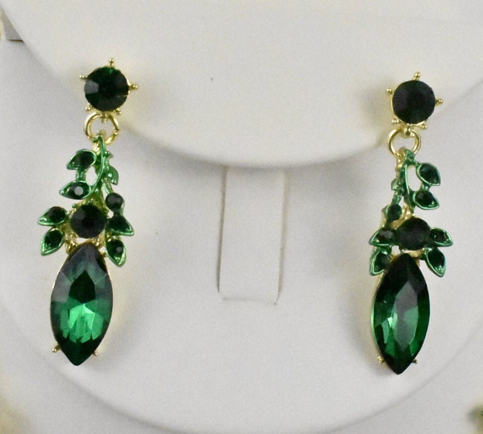 Emerald Green Rhinestone Necklace Green Statement Necklace | Etsy