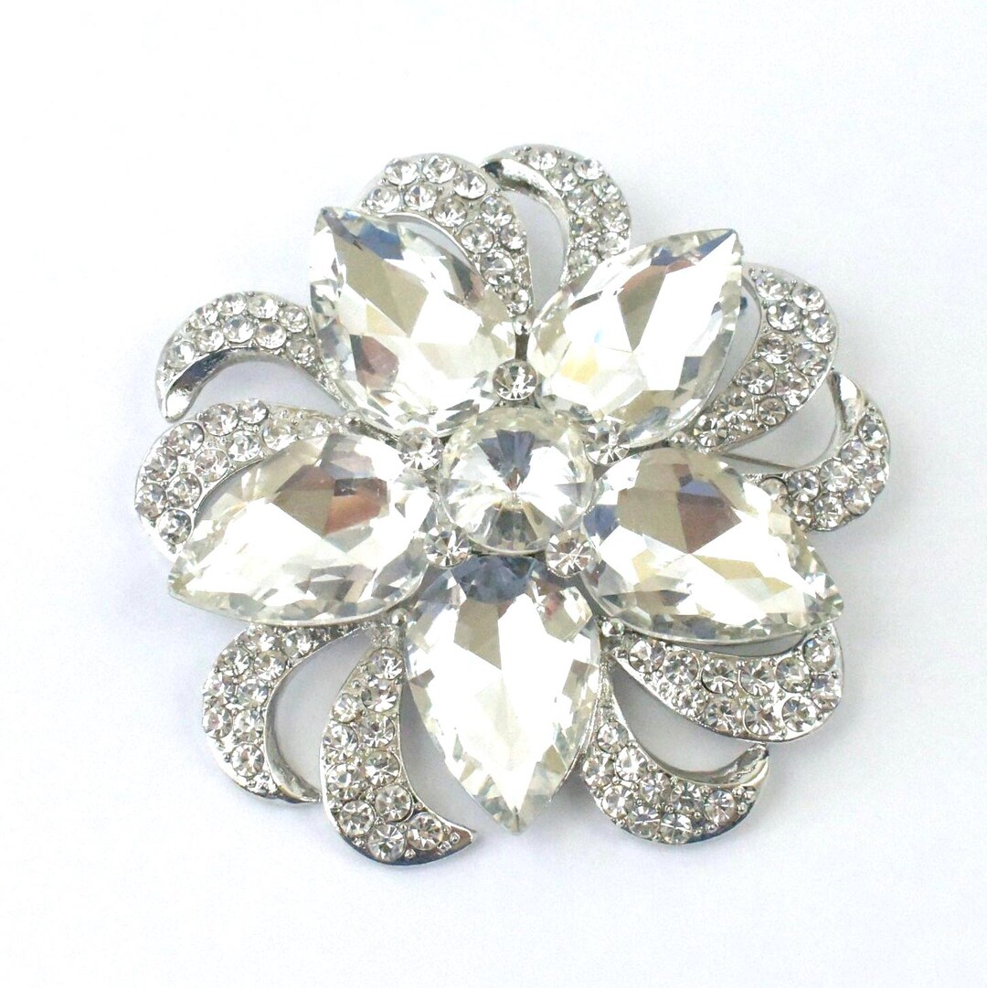 Large Sparkly Crystal Rhinestone Brooch Pin - Crystal Wedding Cake ...