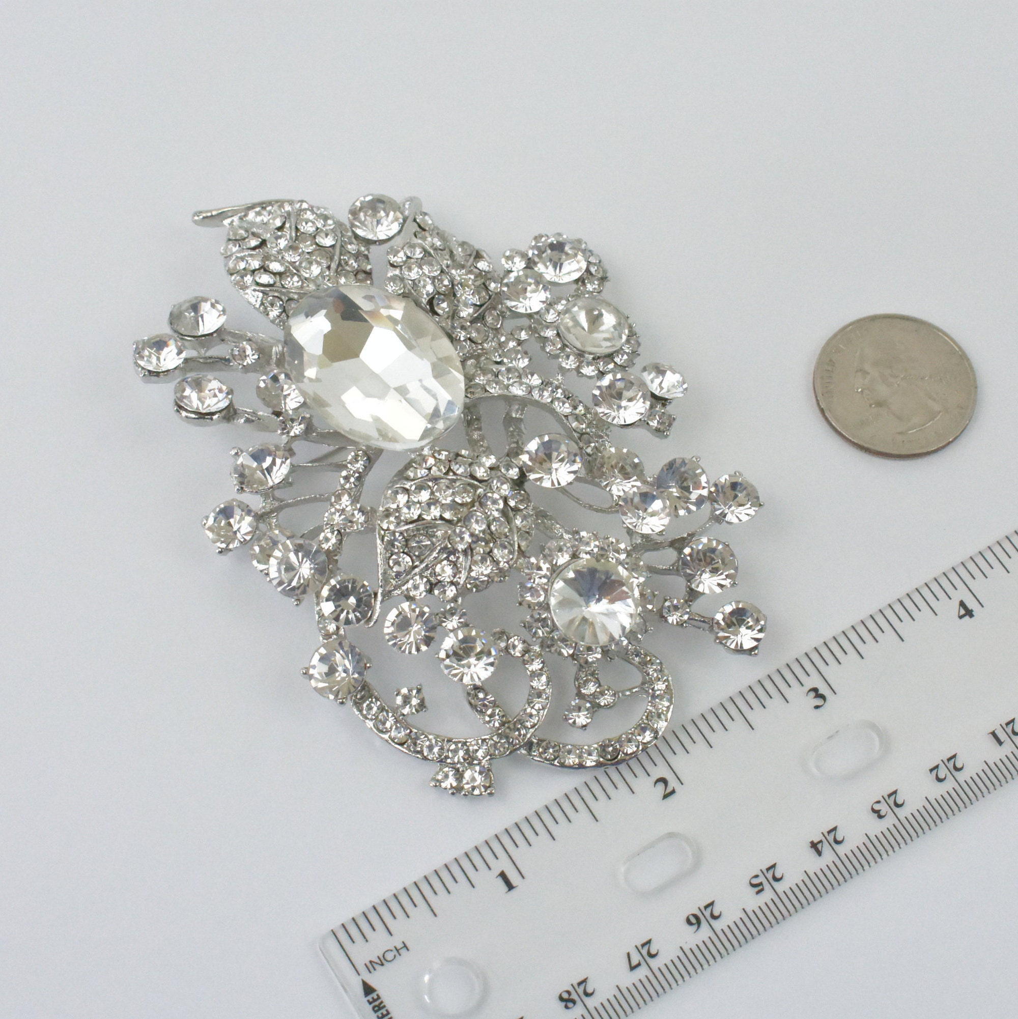 Extra Large Clear / Crystal Rhinestone Brooches, Bridal Brooch, Wedding ...