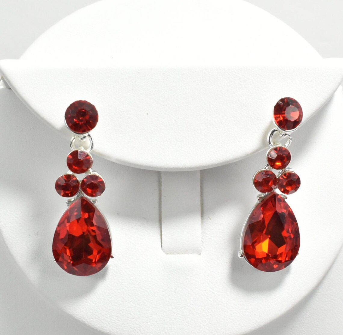 Red Holiday Necklace and Earrings Set Bridal Red Necklace - Etsy