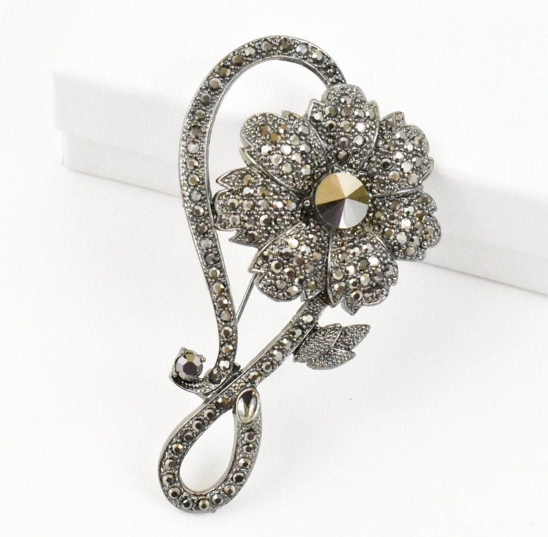 Broche en strass noir métallique/base métallique, broches pour bouquet ...