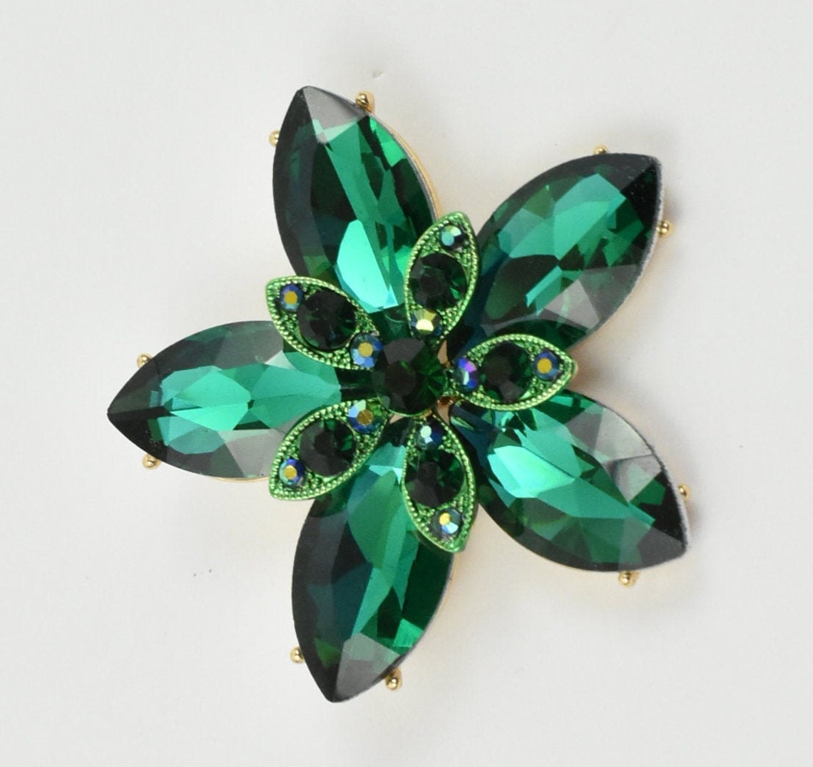 Green Bridal Sash Brooch, Green Brooch, Crystal Emerald Green Broach ...