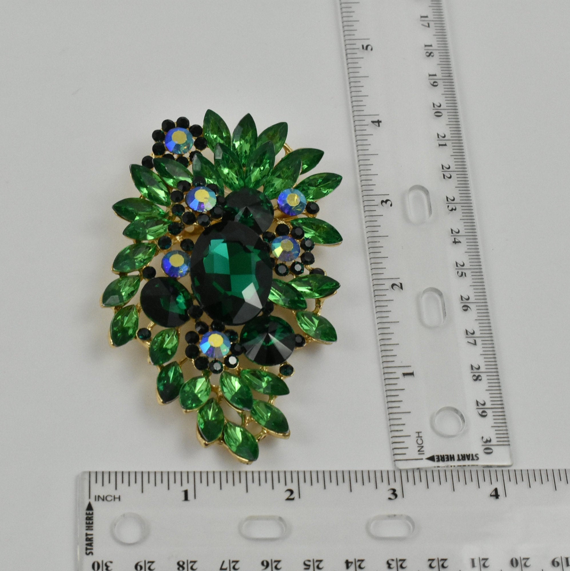 Crystal Emerald Green Broach, Green Brooch, Rhinestone Green Brooches ...