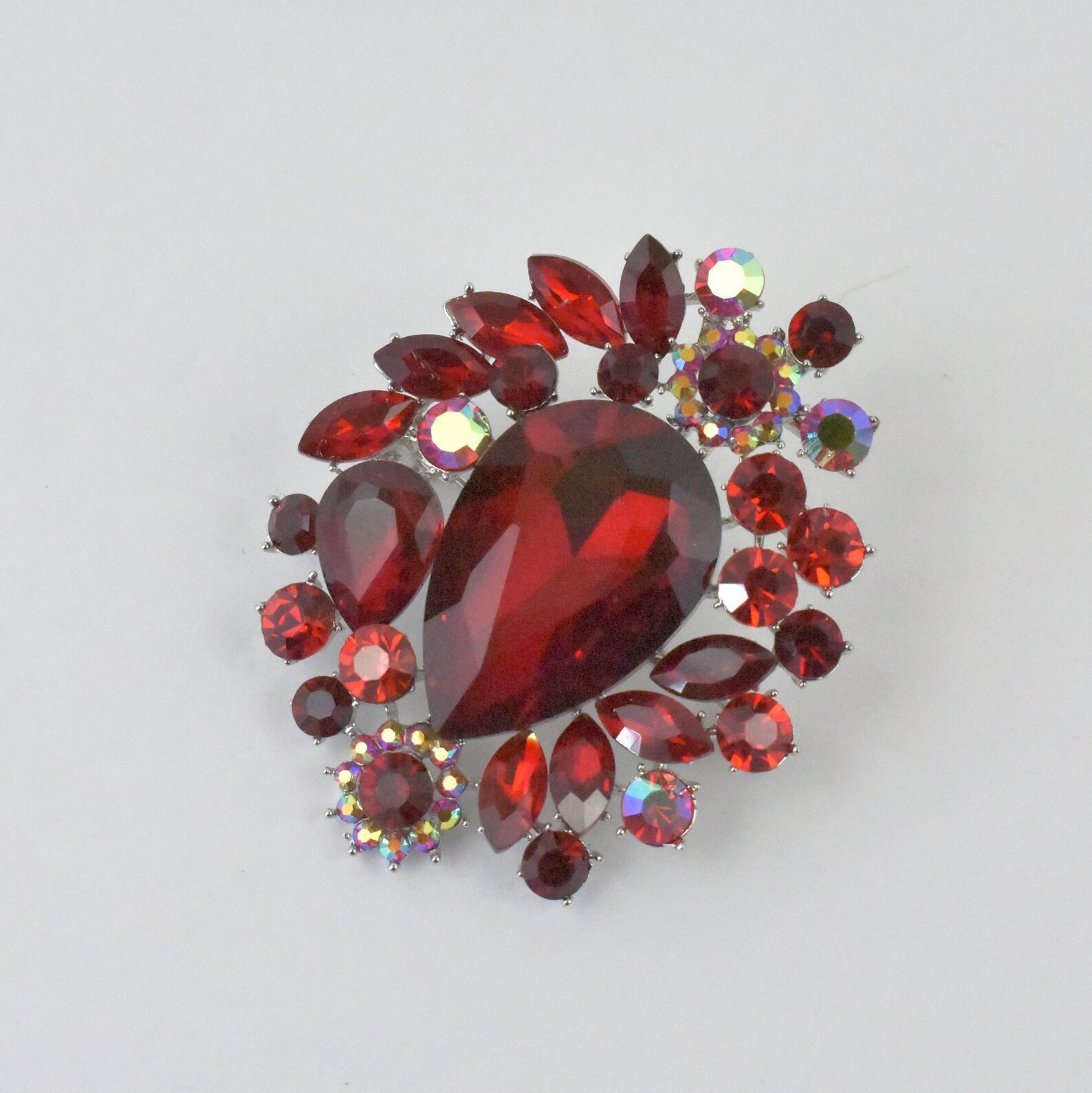 Red Color Rhinestone Crystal Brooch Wedding Brooch Bridal Brooch ...
