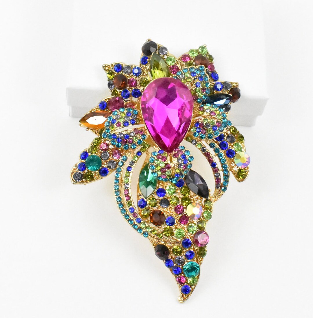 Multicolor Extra Large Rhinestone Embellishment Brooch Pin Brooch ...
