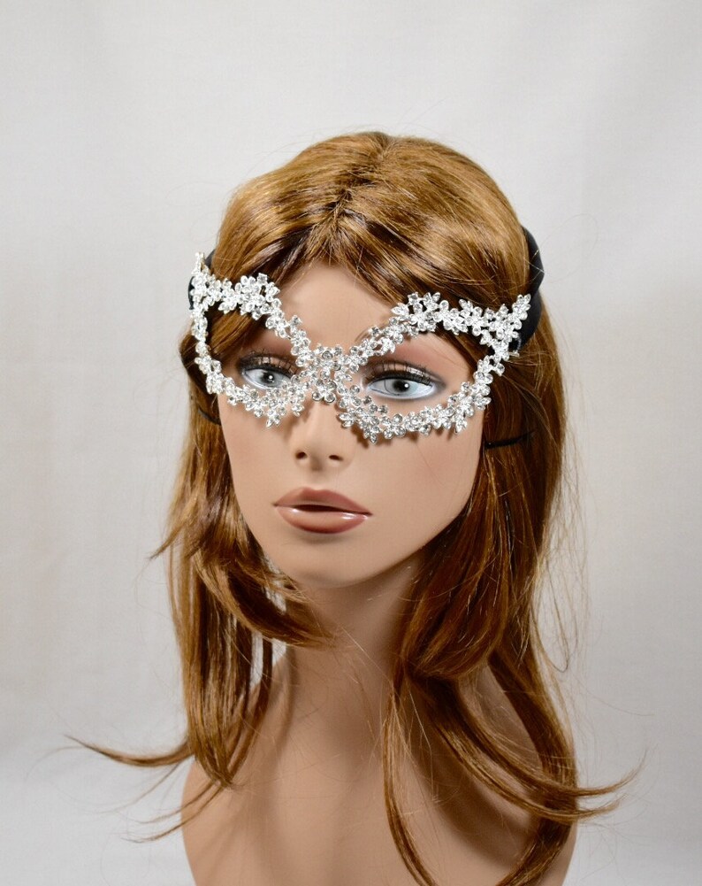 Clear Rhinestone Masquerade Eye Mask Masquerade Party Mask Etsy
