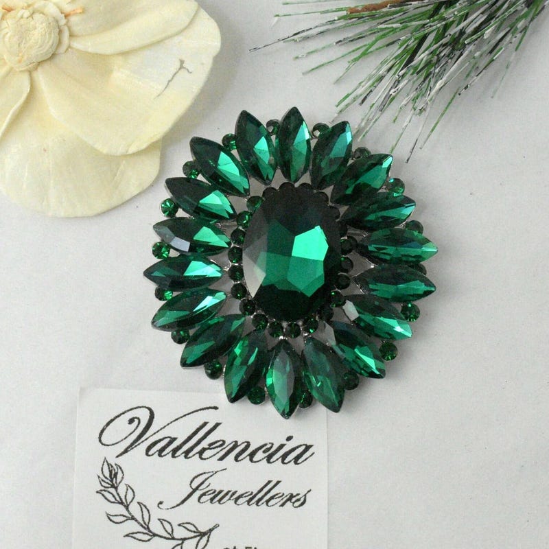 Green Stone Brooch - Etsy