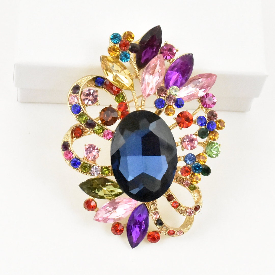 Multicolor Strass / Gold Basis Verschönerung Brosche , pin , Strass ...