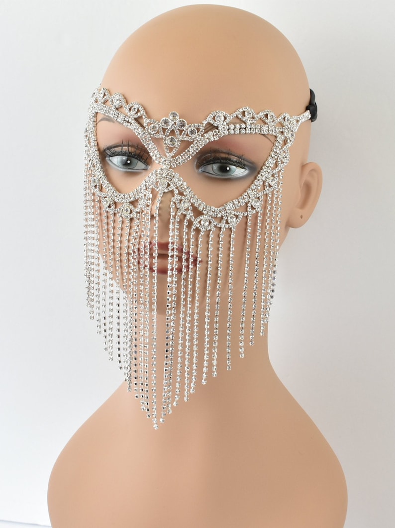 Clear Rhinestone Metal Masquerade Mask Mardi Gras Mask - Etsy