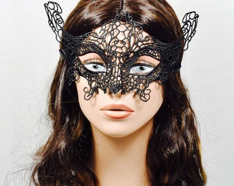 Lace mask / Versatile black lace mask / full face lace veil or