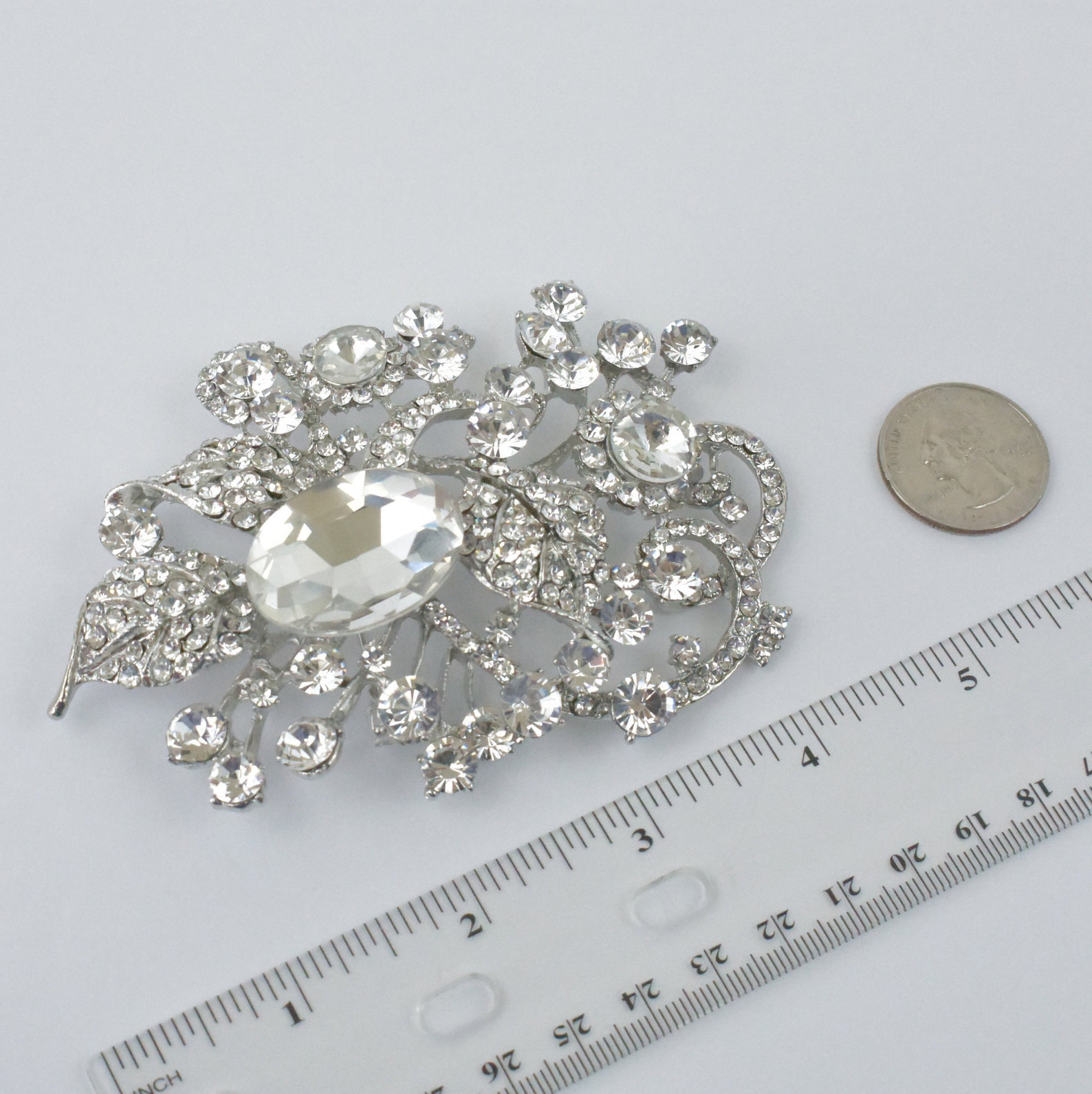 Extra Large Clear / Crystal Rhinestone Brooches, Bridal Brooch, Wedding ...