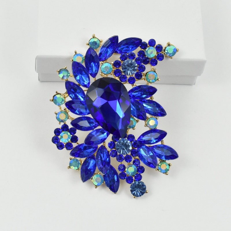 Royal Blue Flower Brooch - Etsy