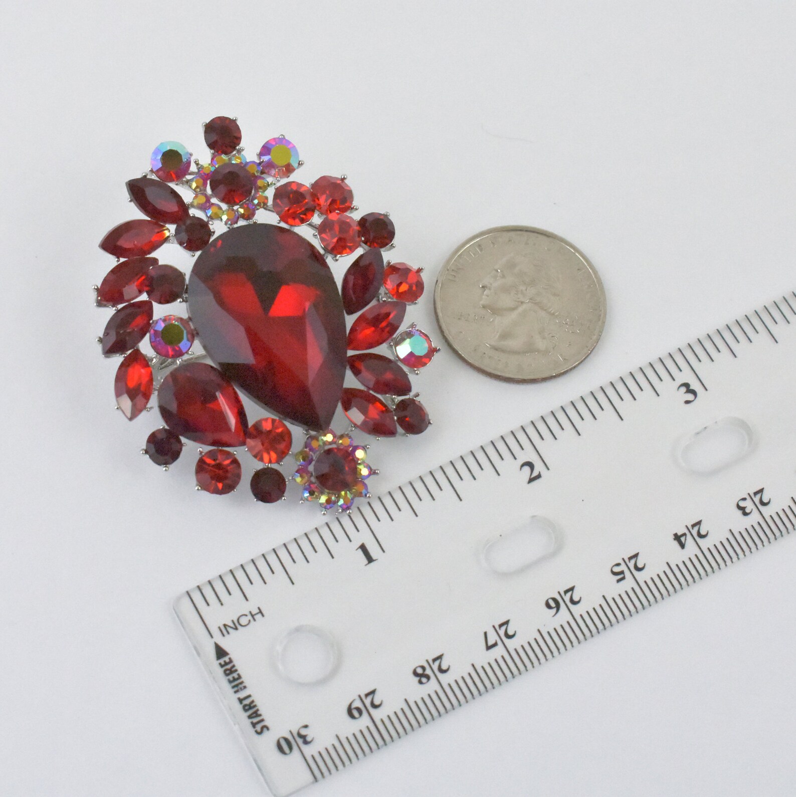 Red Color Rhinestone Crystal Brooch Wedding Brooch Bridal Brooch ...