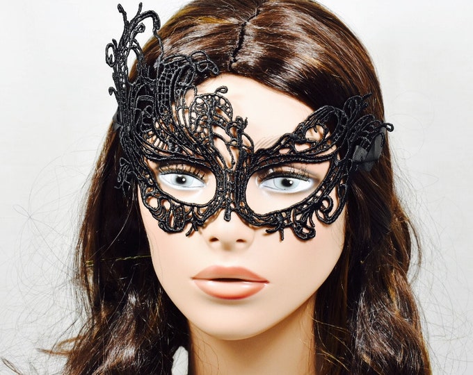 Black Lace Laser Cut Masquerade Mask, Wedding Mask, Prom Mask, Mardi ...