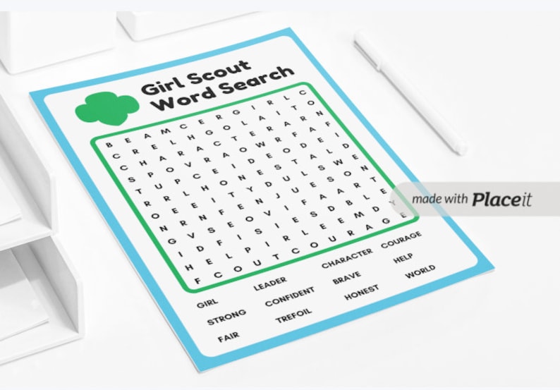 Girl Scout Word Search - Digital Download - Trefoil - Etsy