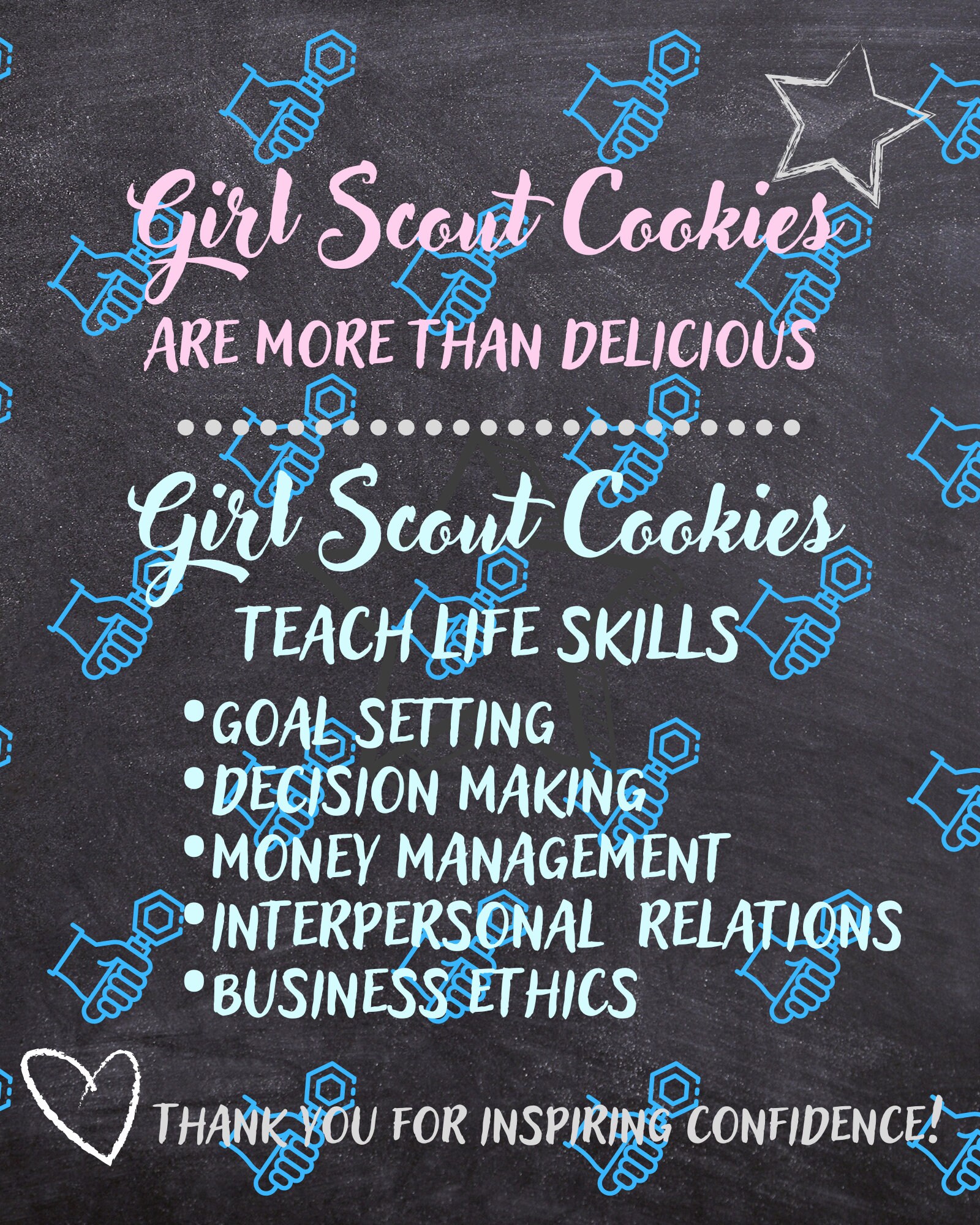 Cookie Booth Decor - Thank You - Inspiring Confidence - Girl Scout ...