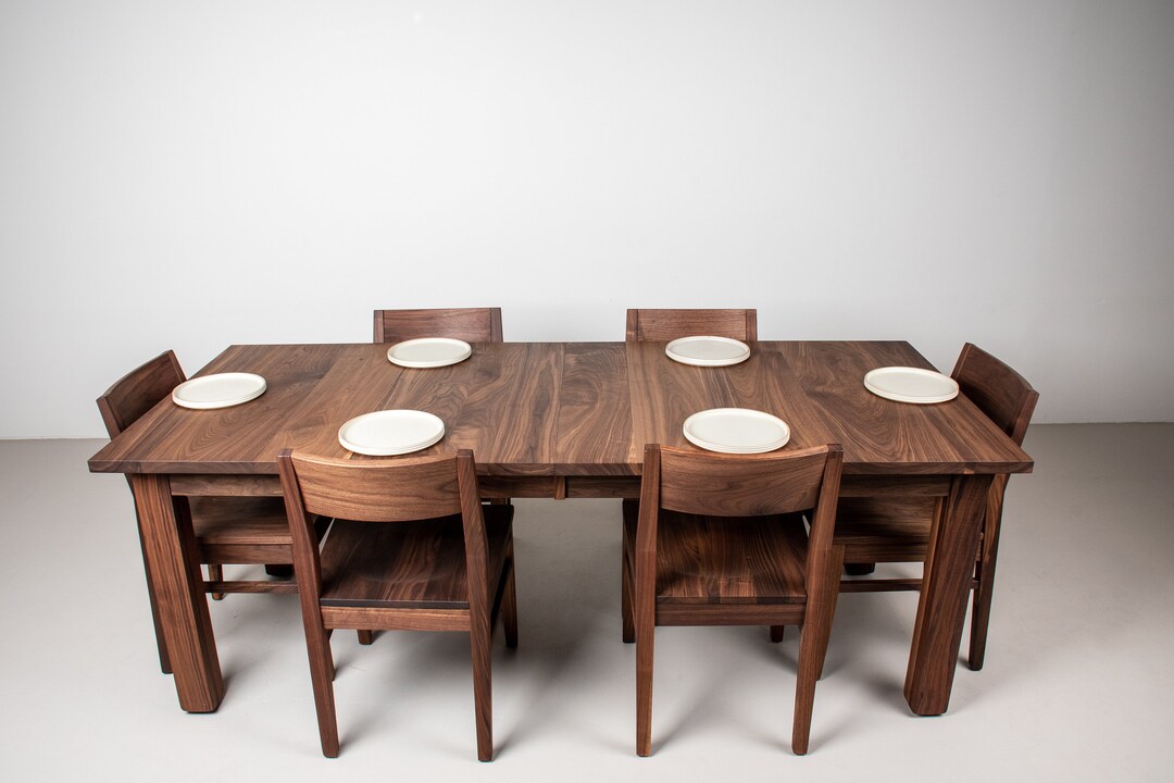 Walnut Dining Table With Walnut Dining Chairs, Walnut Parson Table ...