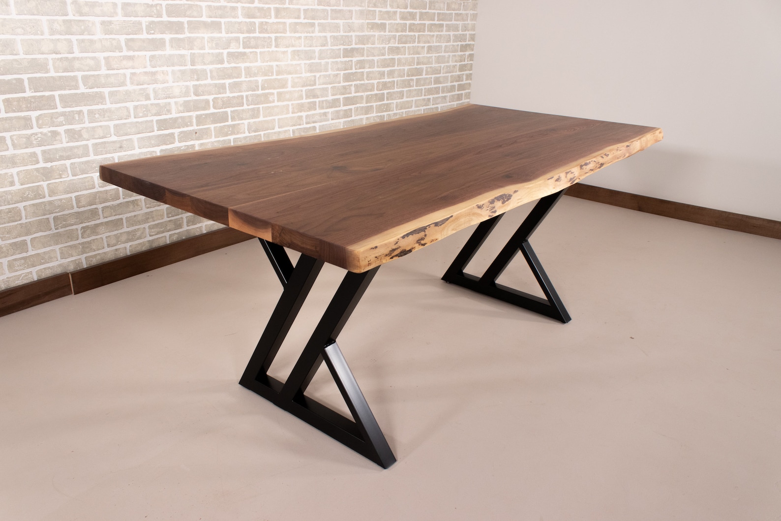 Live Edge Dining Table Modern Live Edge Table on Steel Double - Etsy